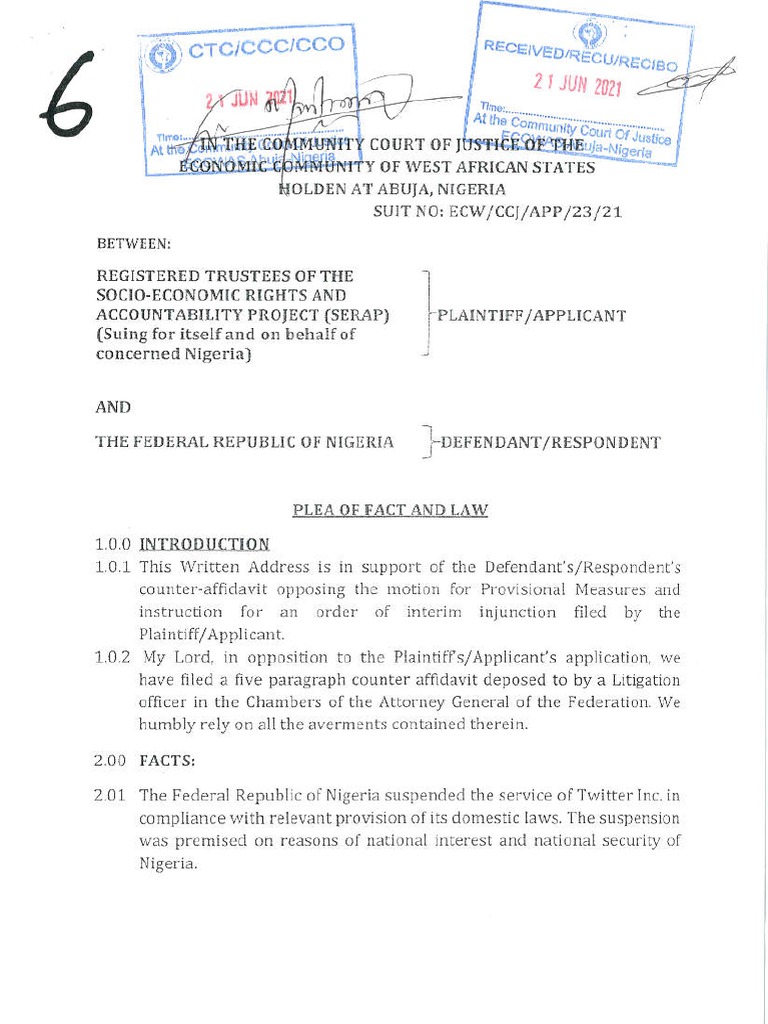 Preliminary Objection by FG June 2021 2 | PDF