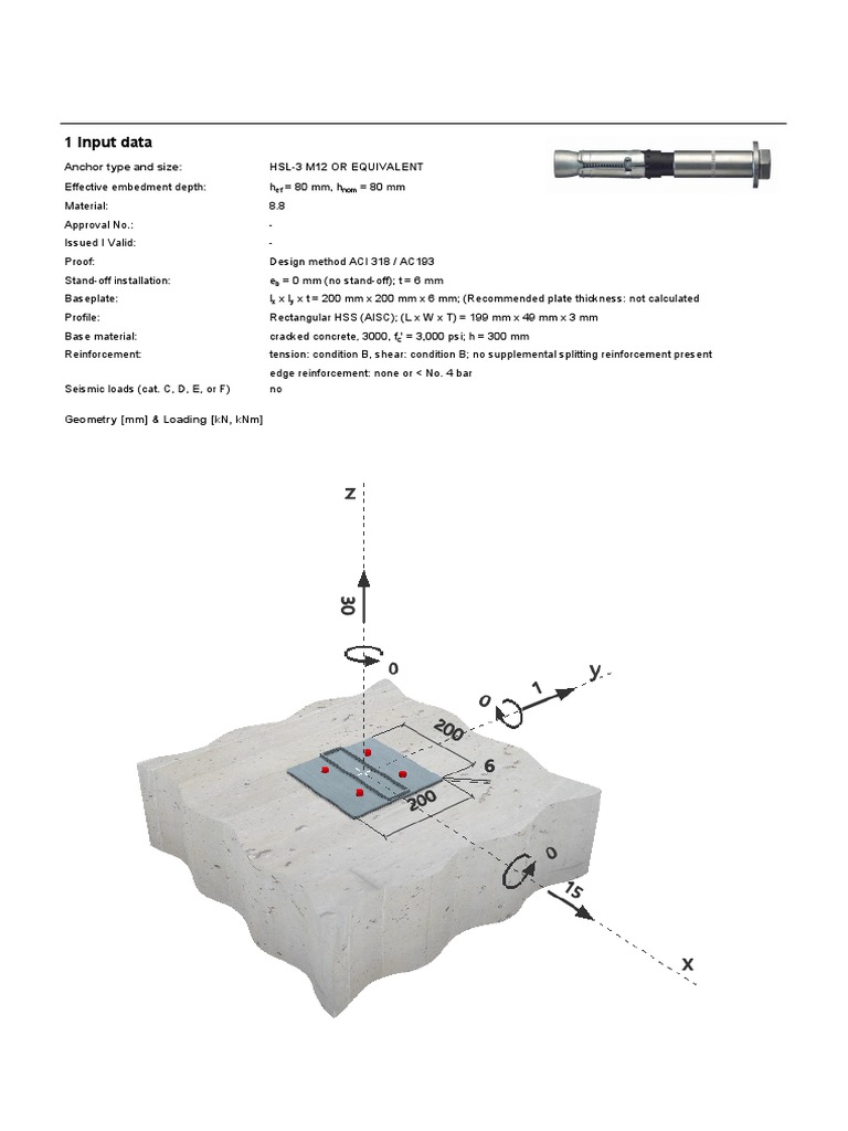 1 Input Data: Anchor Type and Size: Hsl-3 M12 or Equivalent | PDF ...