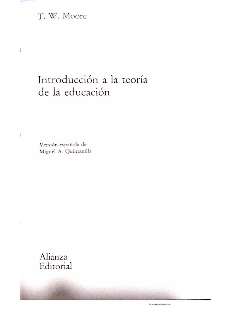 TW Moore Introduccion A La Teoria de La Educacion | PDF