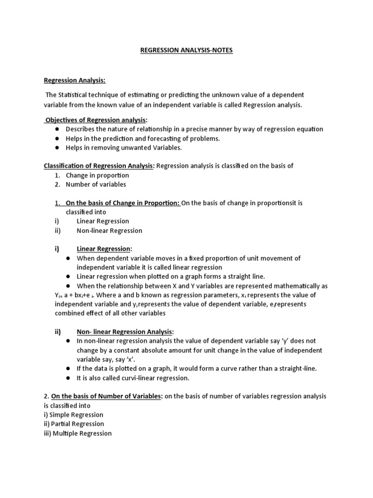 Regression Notes-I | PDF | Regression Analysis | Linear Regression