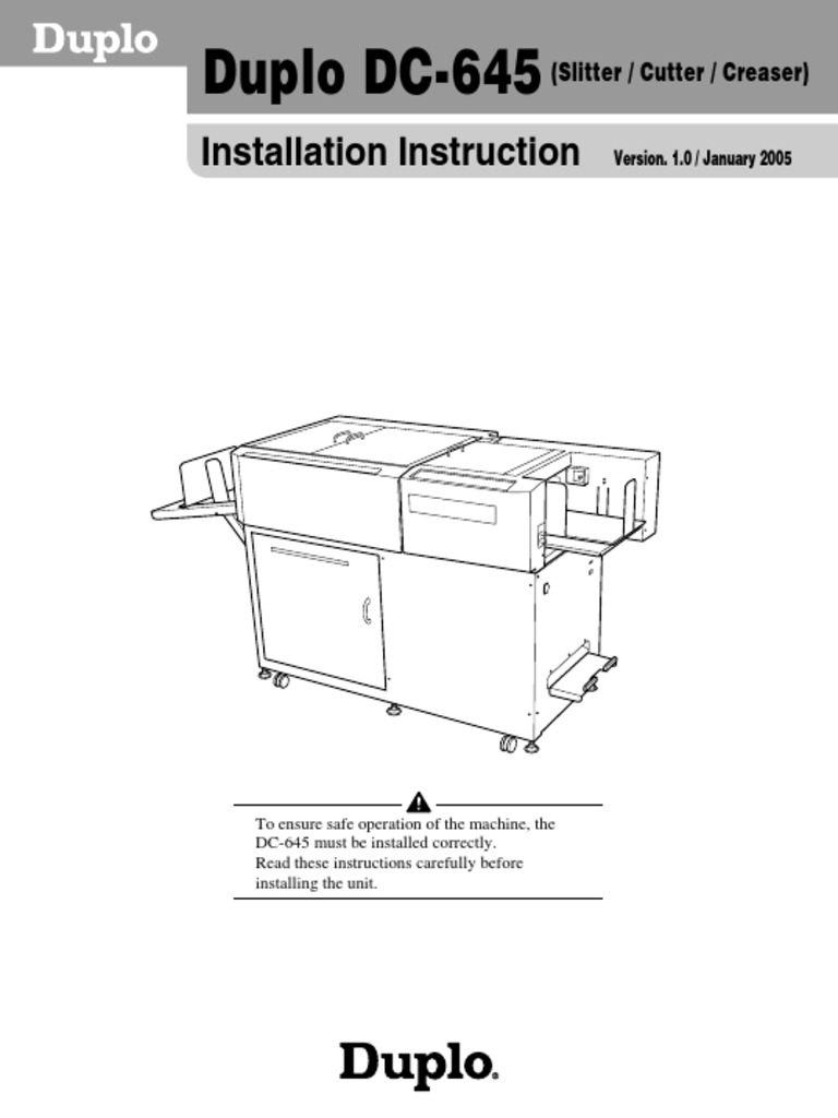 Duplo DC-645 Installation Manual v1.0 | PDF | Electric Power ...