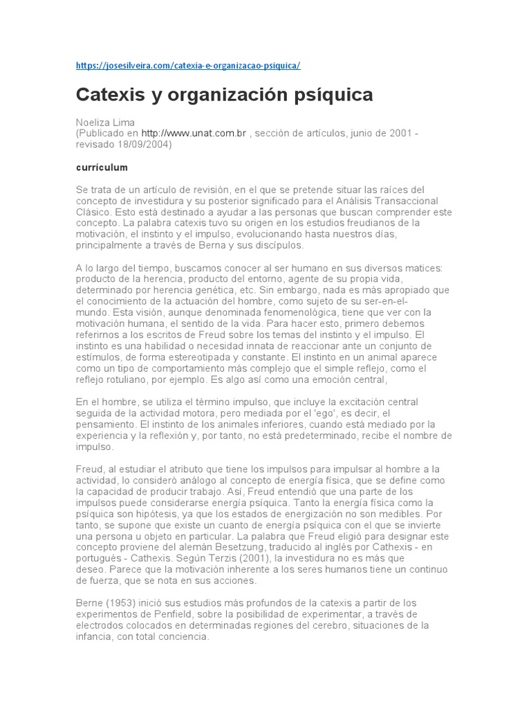 Catexis y Relacs Emocs Terapia - Art A - T - Brasil | PDF | Desorden ...