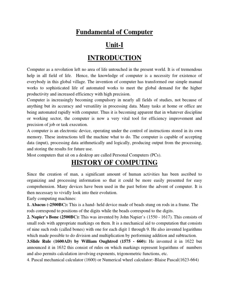 Fundamental of Computer (BBA 5th) | PDF | Random Access Memory | Computer Data Storage