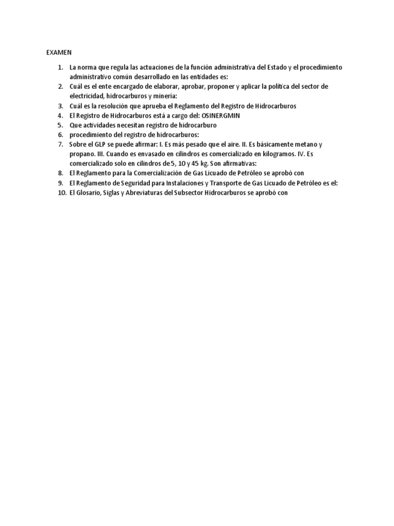 Examen Osinergmin | PDF | Ciencia y matemáticas