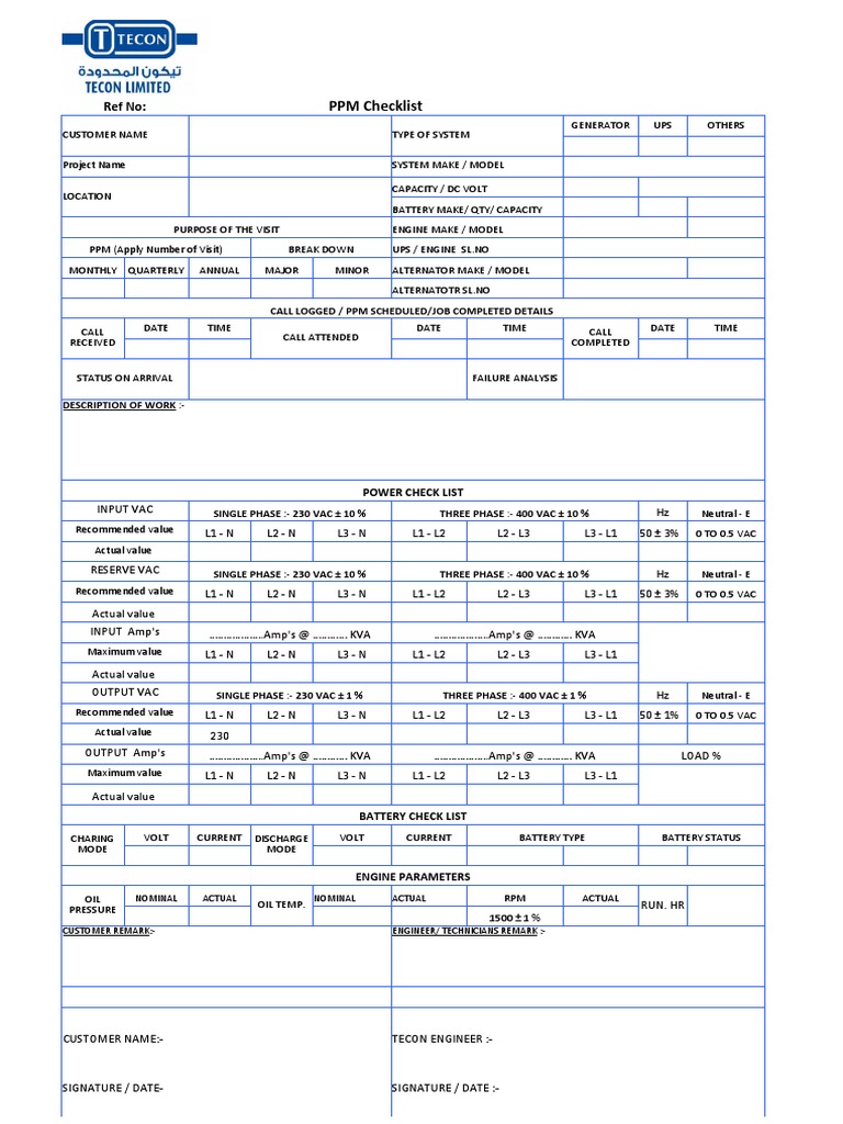 PPM Checklist: Ref No | PDF | Power Engineering | Computer Engineering