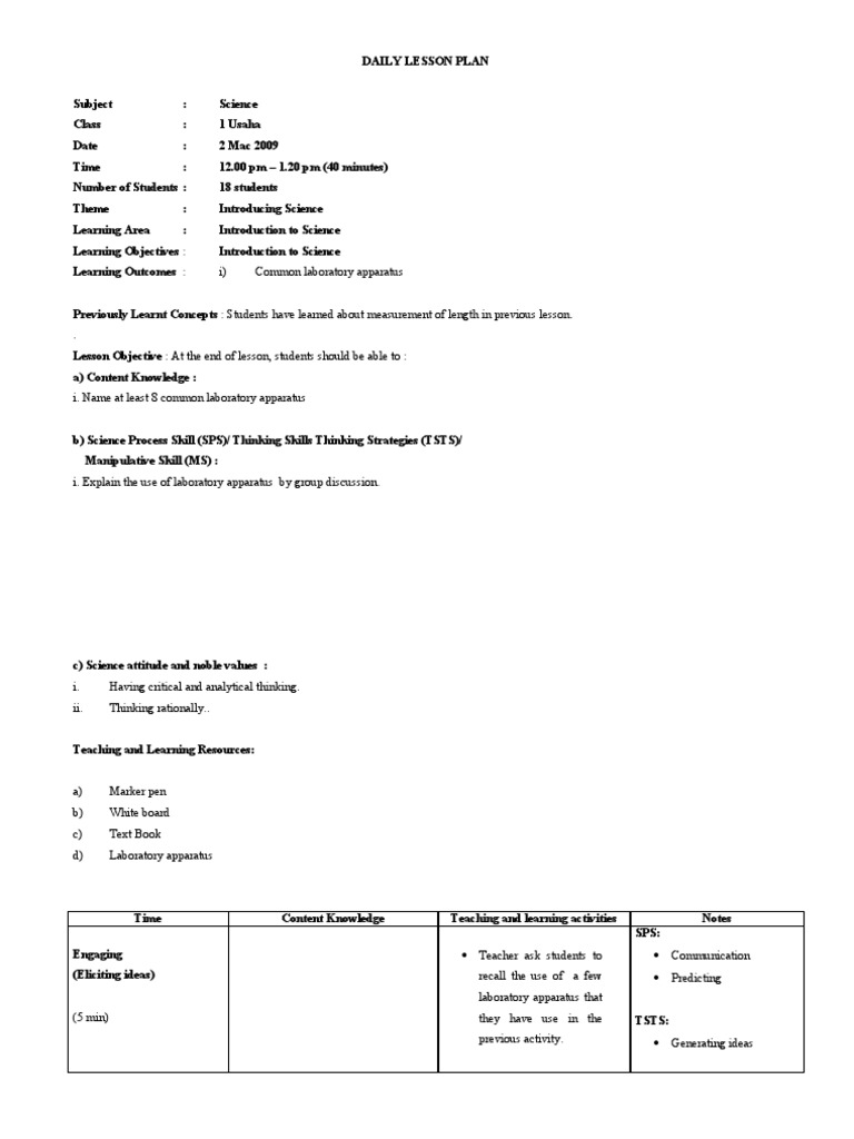 LESSON PLAN isnin-2mAC | PDF | Filtration | Lesson Plan