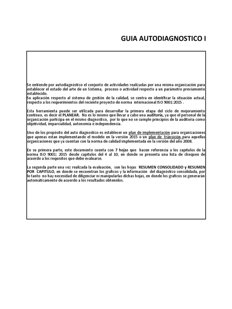 Autodiagnóstico - Iso 9001 - 2015 Completo | PDF | Gestión de la ...