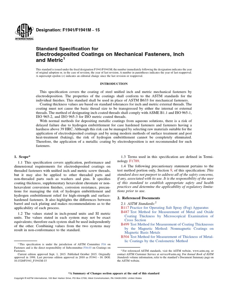 ASTM-F1941-F1941M Standard Specification For Electrodeposited Coatings ...