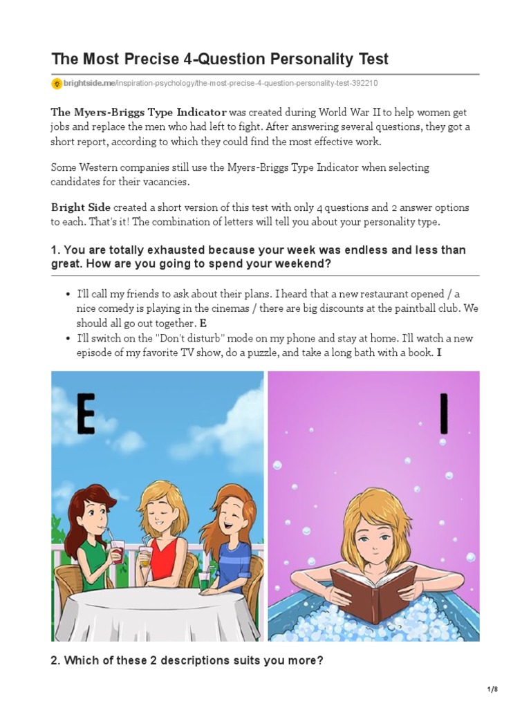 Brightside - Me-The Most Precise 4-Question Personality Test | PDF ...