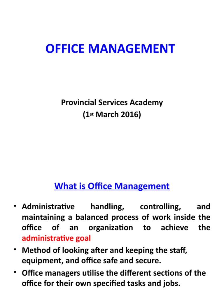Office Management: Provincial Services Academy (1 March 2016) | PDF ...