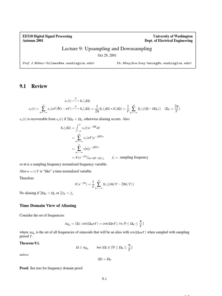 Upsampling and Downsampling Explained | PDF | Systems Theory ...