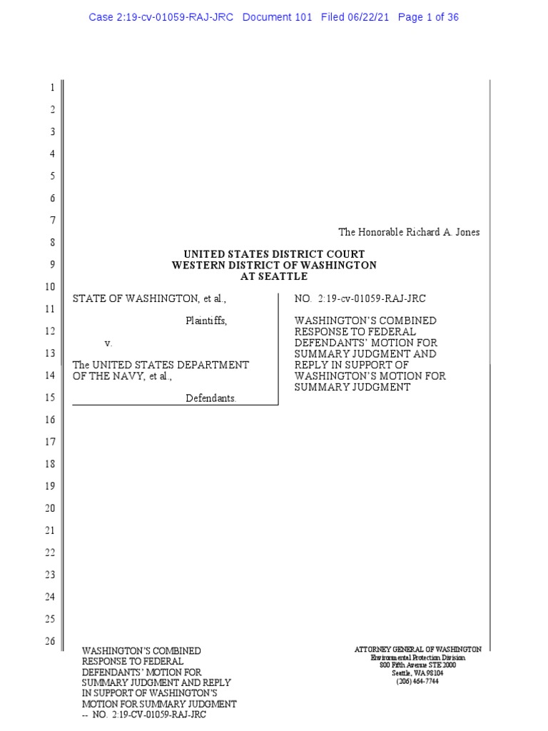 United States District Court Western District of Washington at Seattle ...