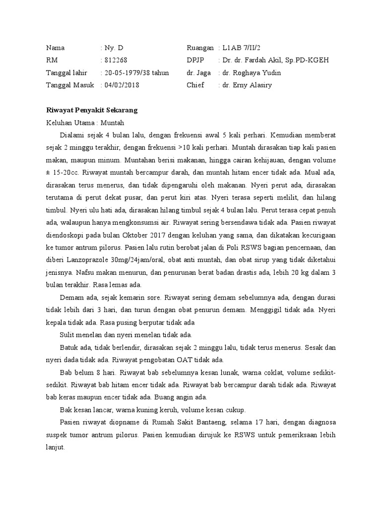 Tumor Antrum Pylorus: Gejala dan Diagnosis | PDF