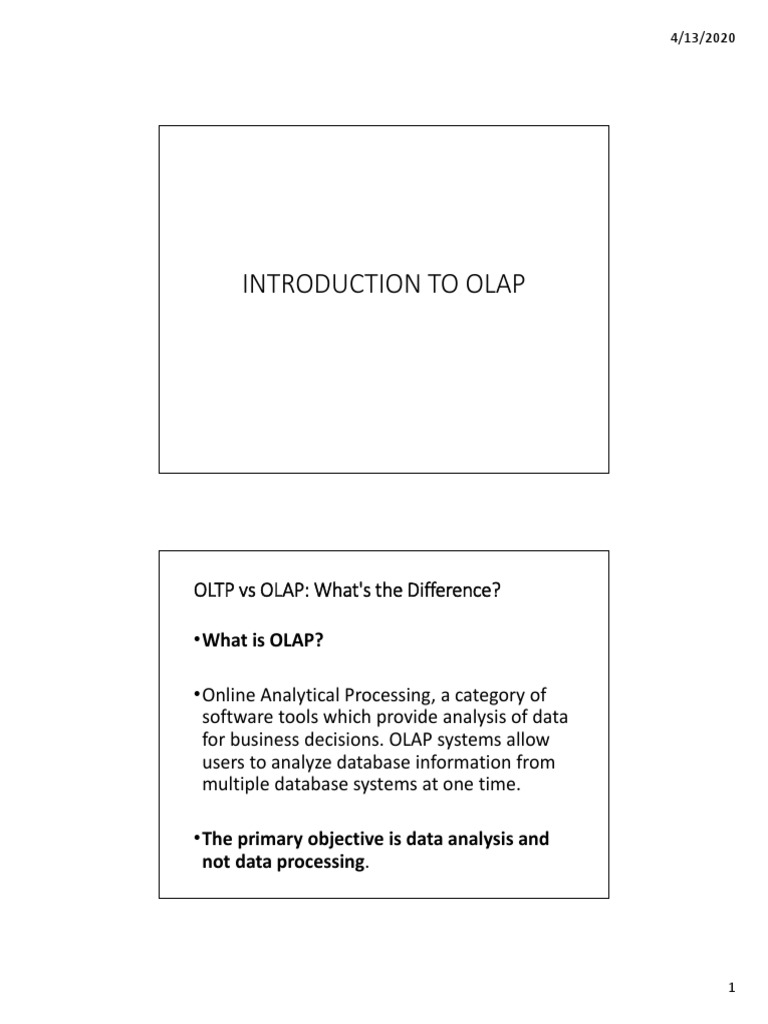 OLAP Systems Introduction | PDF | Data Warehouse | Databases