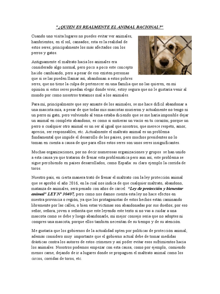 Quien Es Realmente El Animal Racional | PDF | Derechos animales