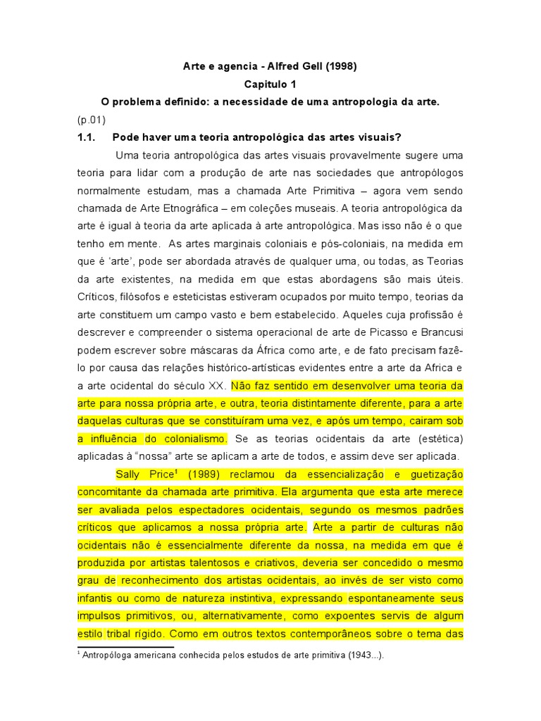 Arte e Agencia - Tradução Alfred Gell | PDF | Antropologia | Estética