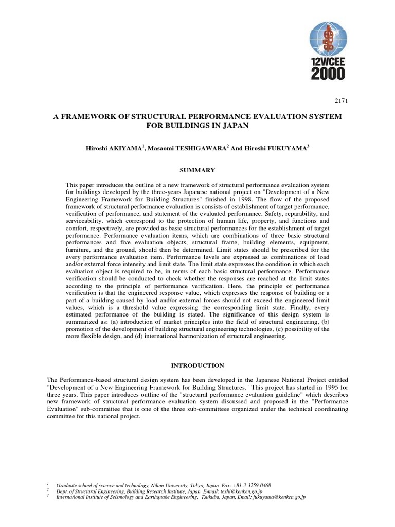 Framework of Structural Performance Evaluation System | PDF | Safety | Verification And Validation