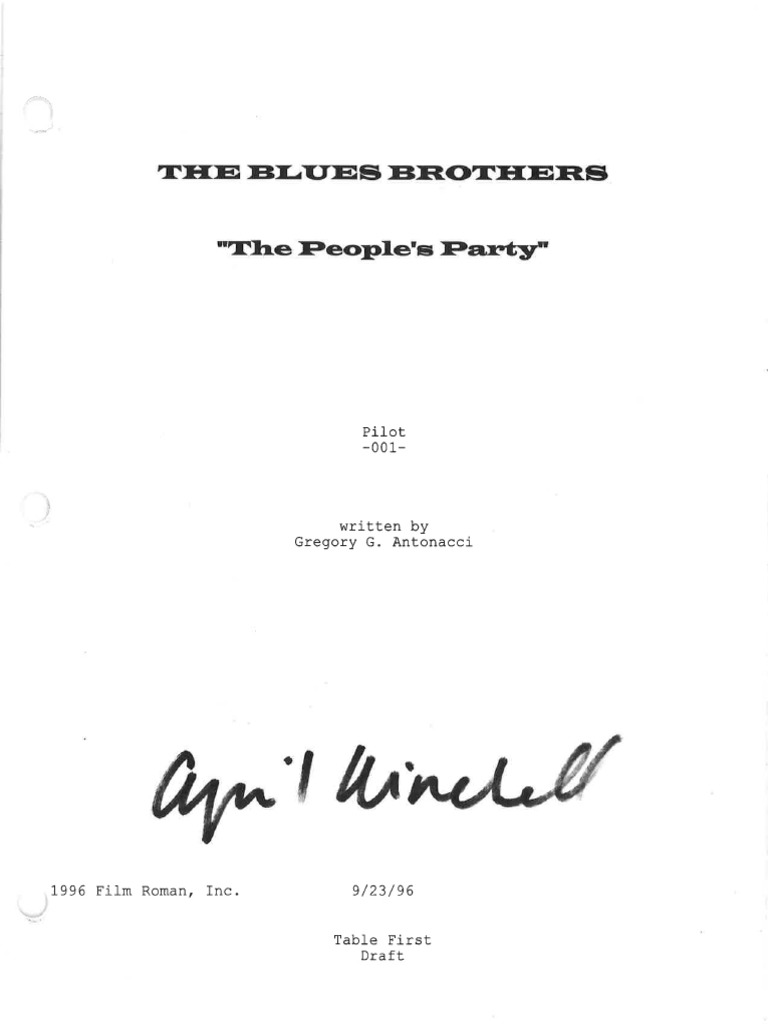 Blues Brothers Animated Pilot Script | PDF