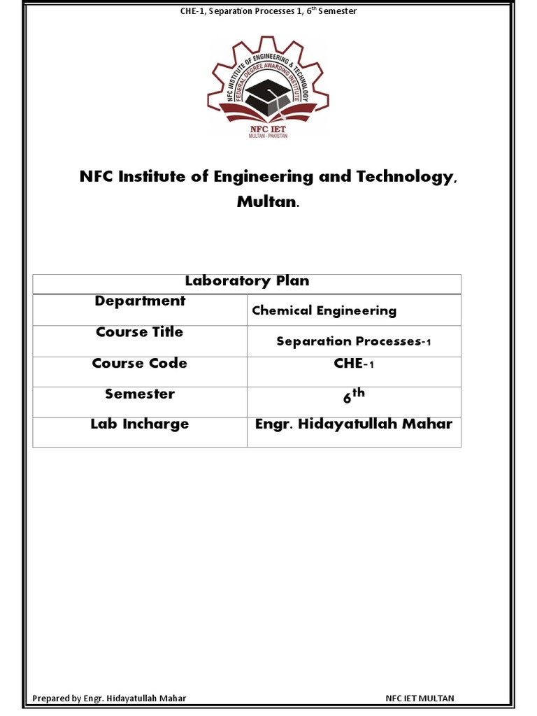 Separation Processes 1 Lab Manual | PDF | Humidity | Experiment