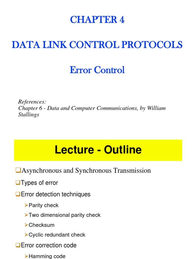 Chapter 4 Lecture 1 Error Detection And Hamming Code Pdf Error Detection And Correction