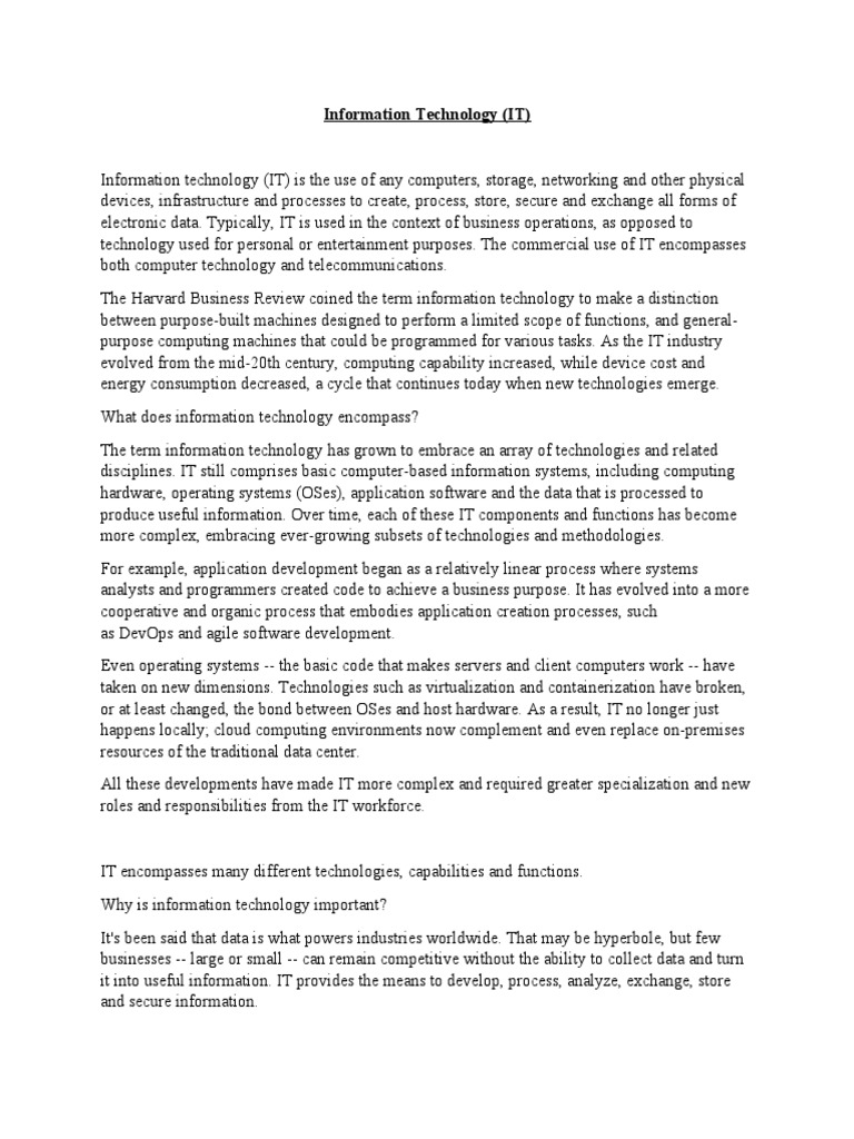 Information Technology | PDF | Cloud Computing | Information Technology