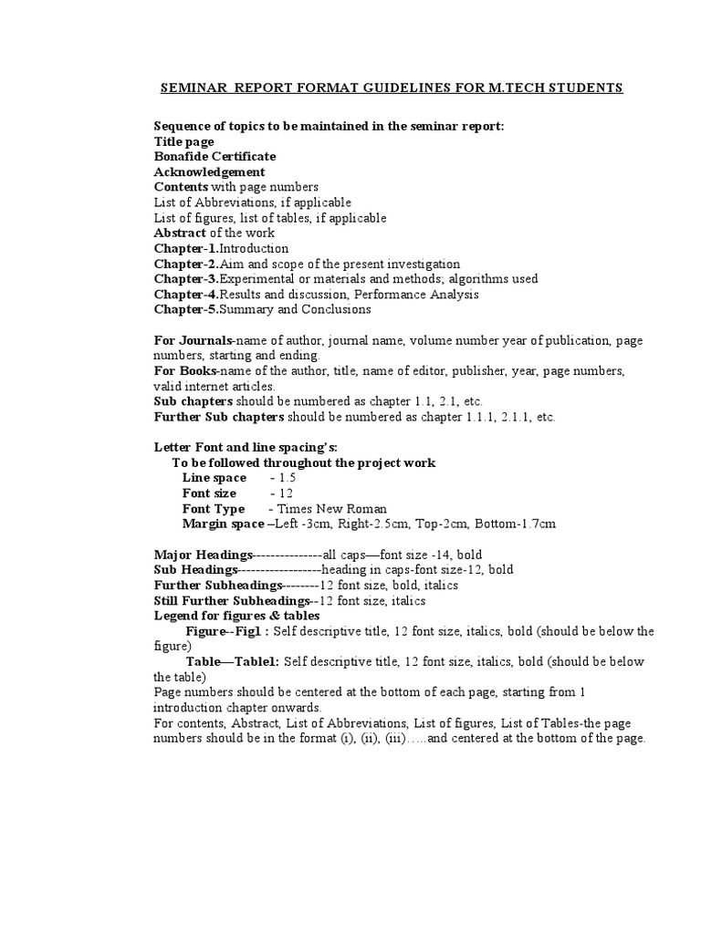 M.Tech Seminar Report Format Guidelines | PDF | Computing | Science
