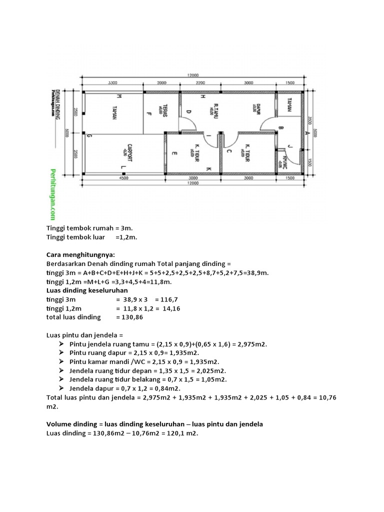 Menghitung Volume Dinding Rumah | PDF