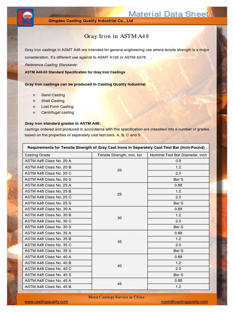 Casting Material Gray Iron in ASTM A48 | PDF | Casting | Casting (Metalworking)