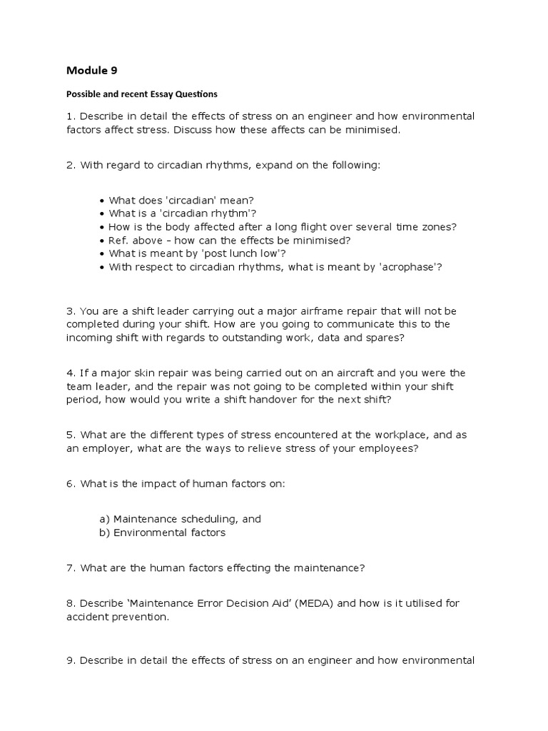 Module 9 Recent Essay Questions | PDF