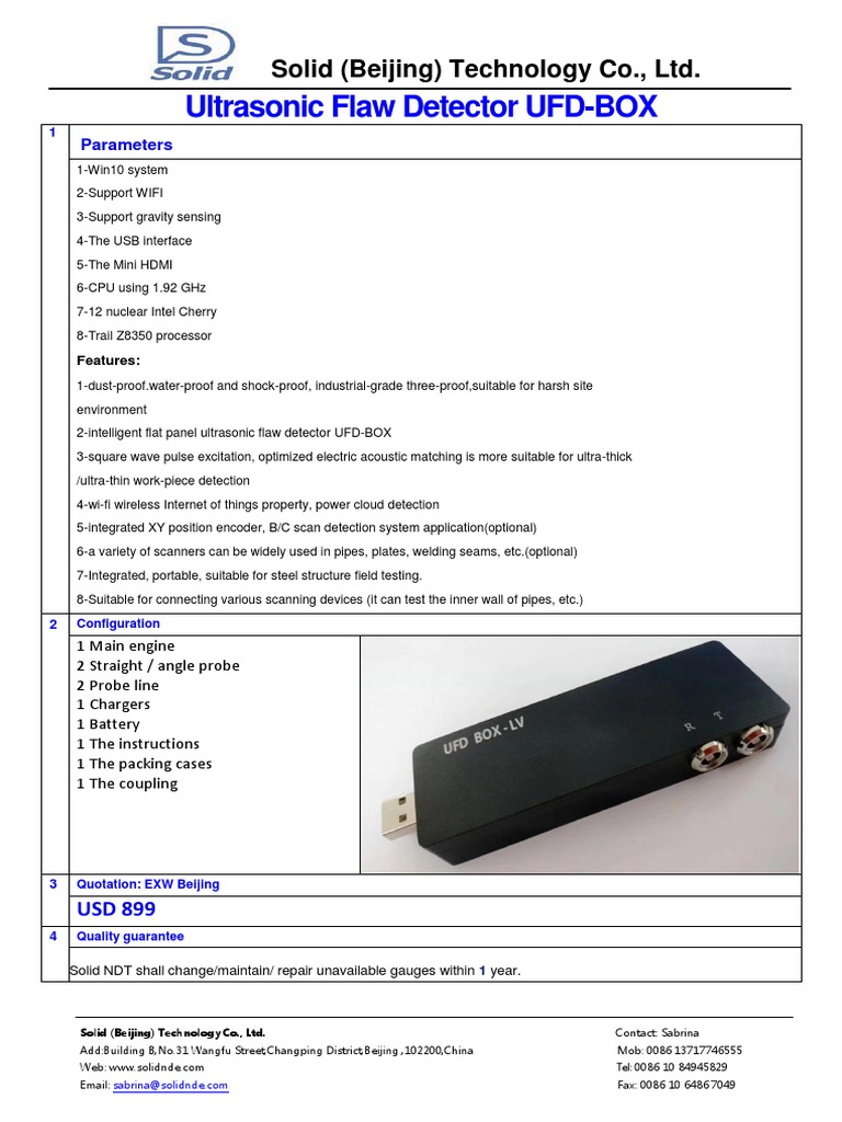 Ultrasonic Flaw Detector UFD-BOX: Solid (Beijing) Technology Co., LTD | PDF
