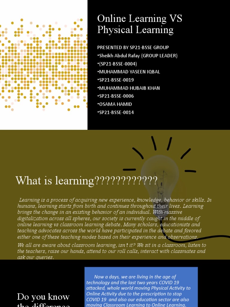 Online Learning VS Physical Learning | PDF | Educational Technology ...