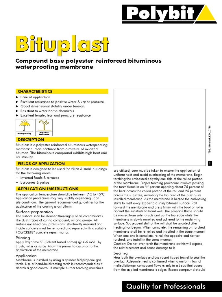 Bituplast: Compound Base Polyester Reinforced Bituminous Waterproofing ...