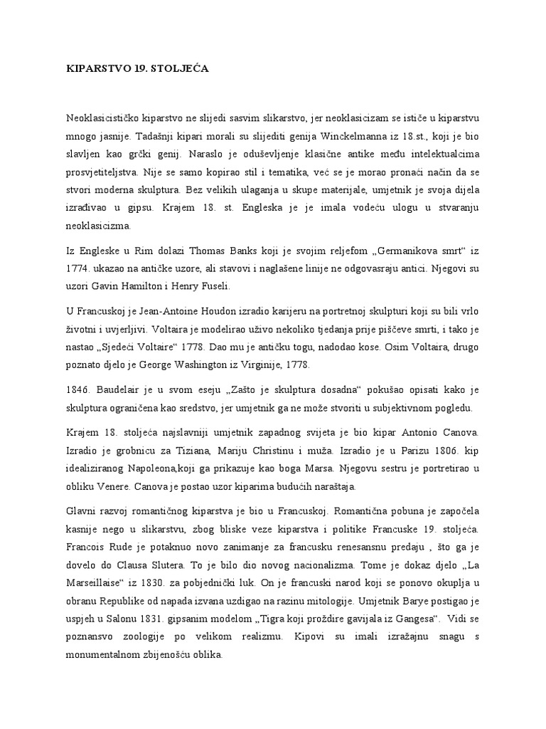 Kiparstvo 19. Stoljeća | PDF