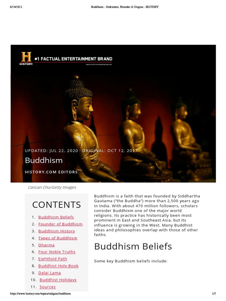 Buddhism - Definition, Founder & Origins - HISTORY | PDF | Gautama ...