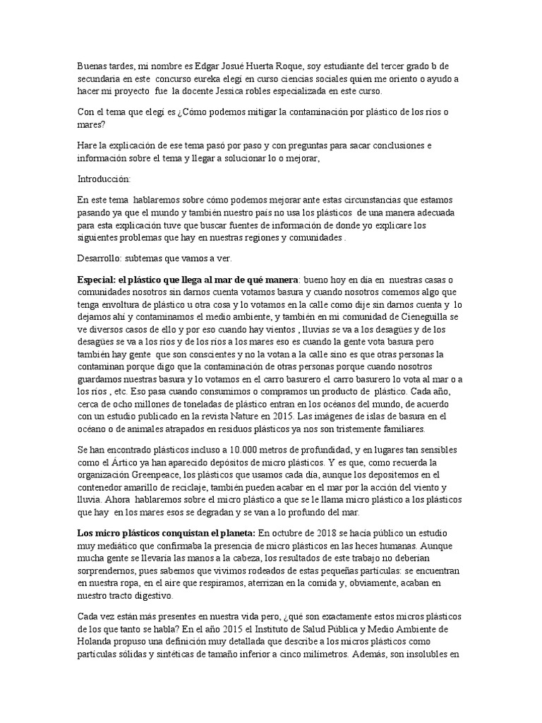 Mitigación de la Contaminación Plástica | PDF | El plastico | Mar