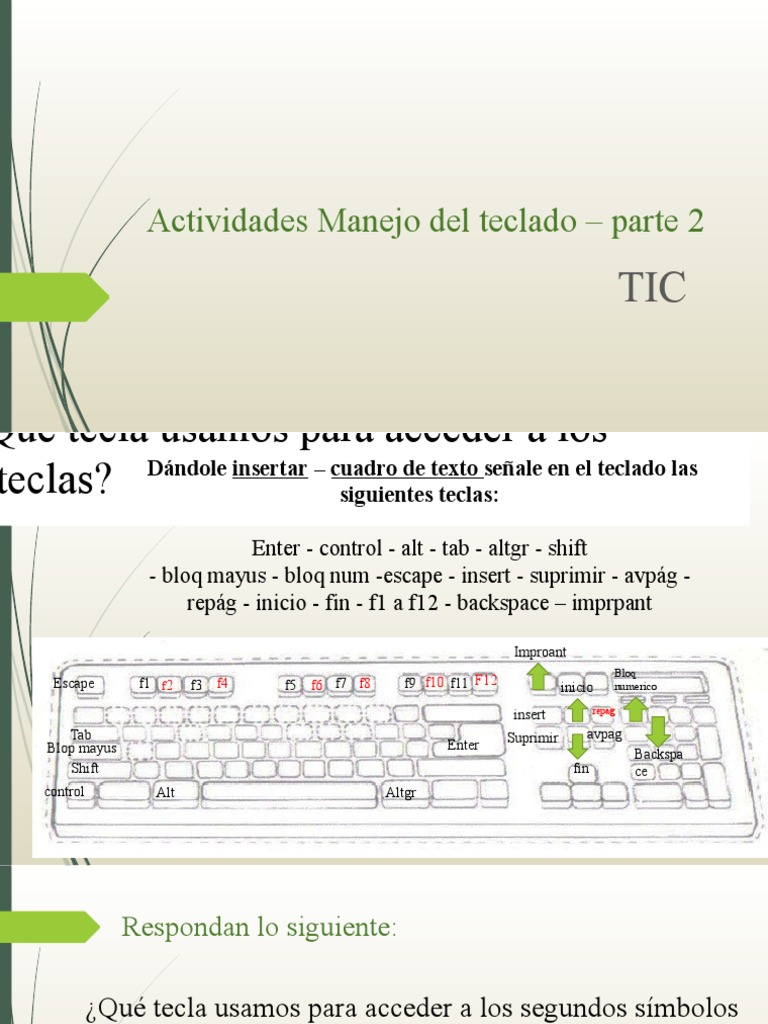 Actividades Manejo Del Teclado - Parte 2 | PDF | Teclado | Arquitectura ...