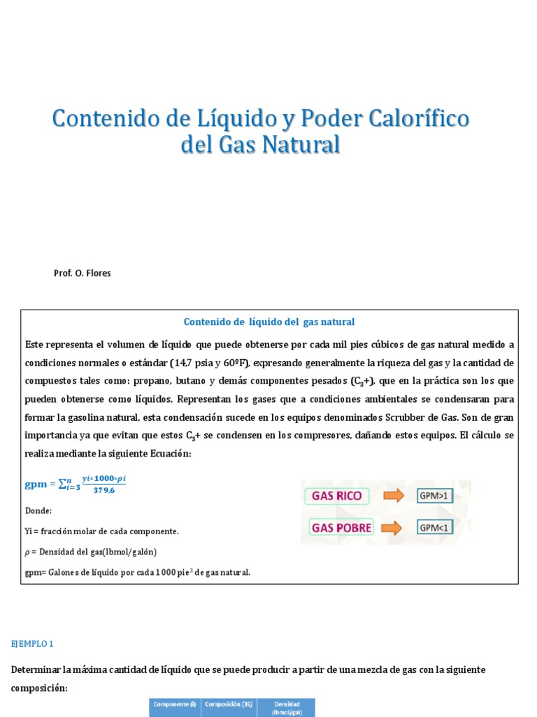 Contenido de Líquido y Poder Calorífico Del Gas | PDF | Propano | Gases