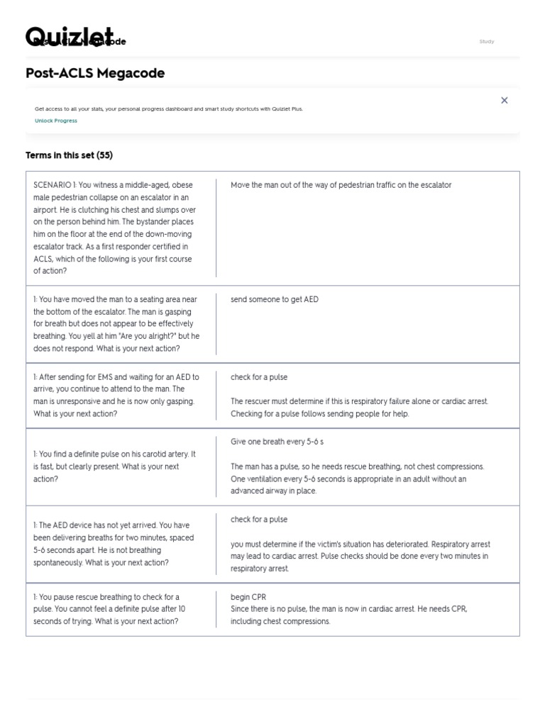 Post-ACLS Megacode Flashcards - Quizlet | PDF | Cardiopulmonary Resuscitation | Cardiac Arrest