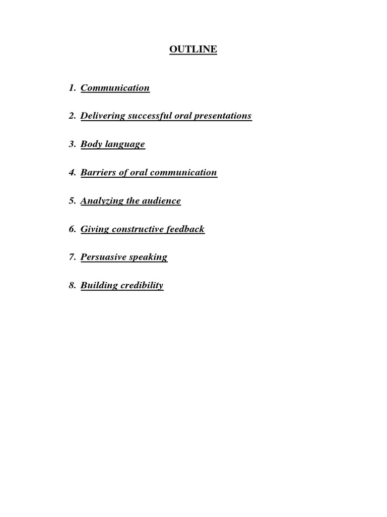 Effective Oral Communication Outline | PDF | Nonverbal Communication ...