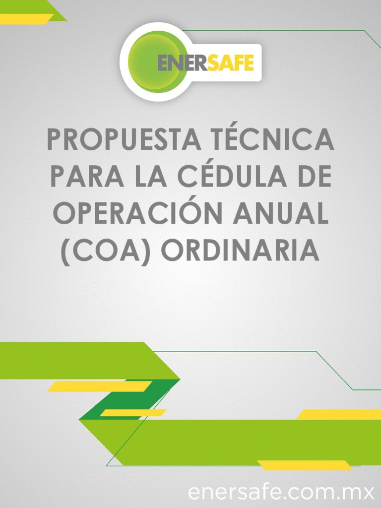 Propuesta Técnica para La Cédula de Operación Anual (Coa) Ordinaria ...