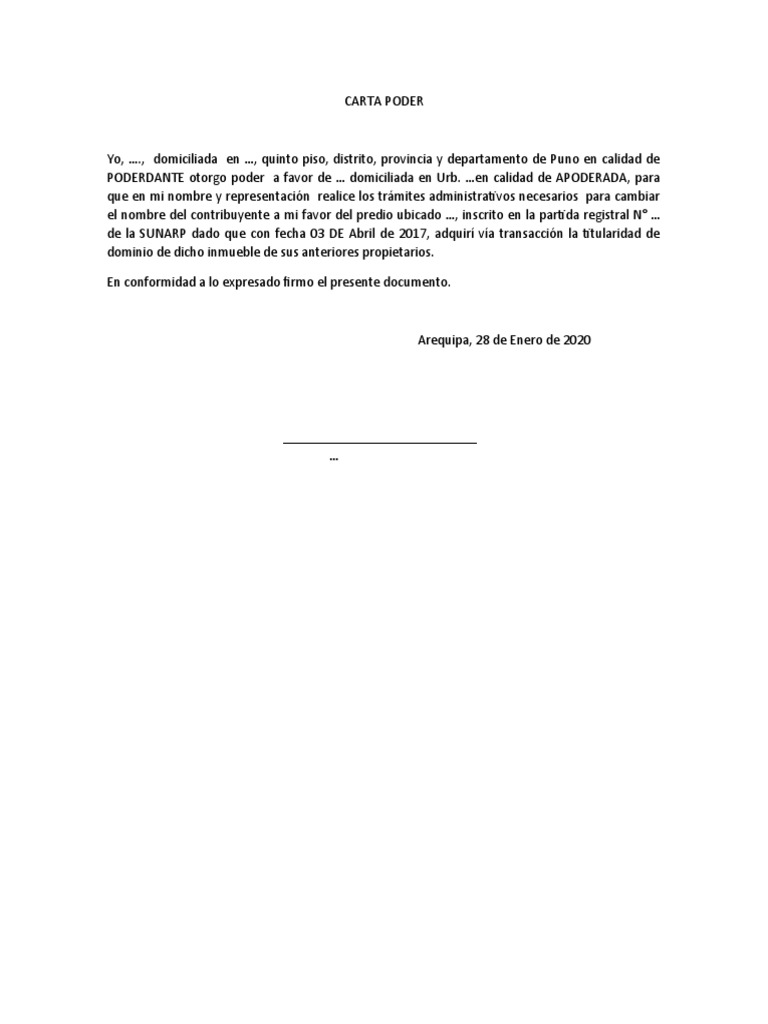 Carta Poder Plantilla | PDF