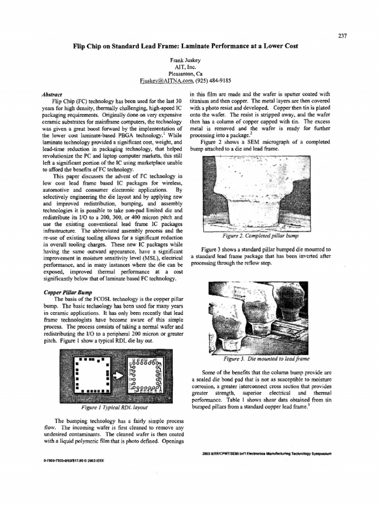 Flip Chip On Standard Lead Frame: Laminate Performance at Lower Cost ...