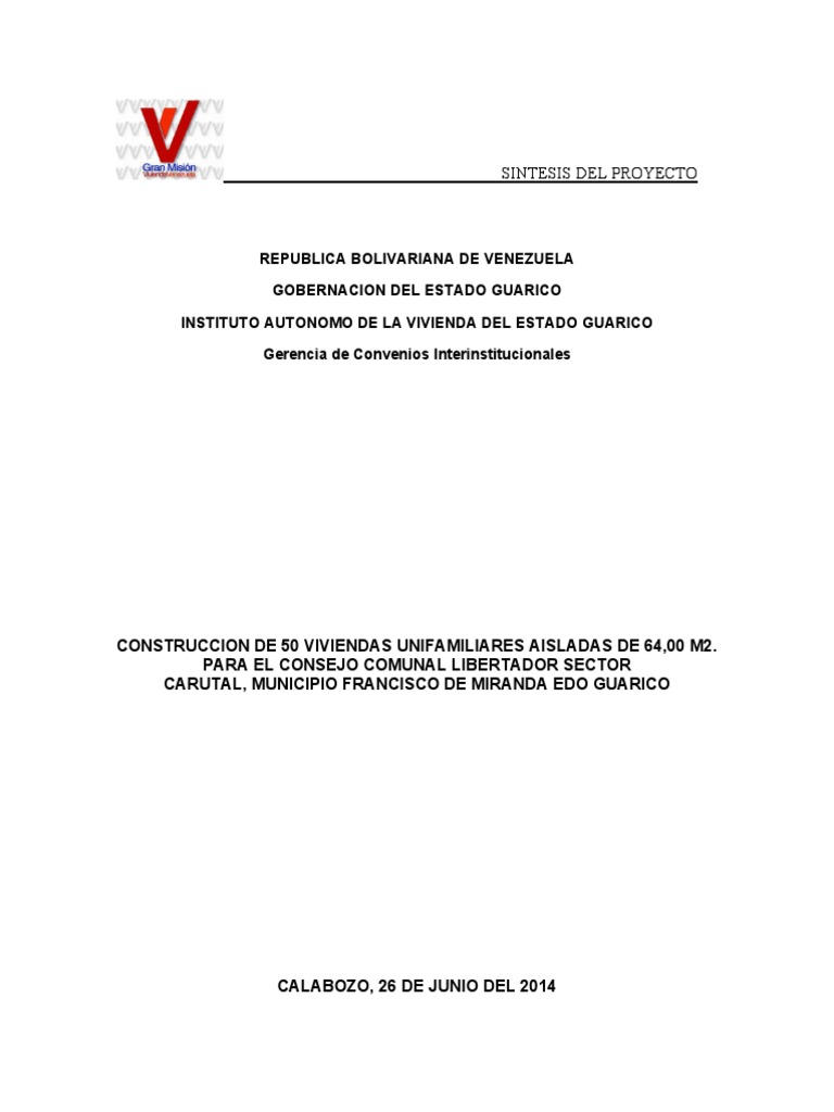 Proyecto Casas Del Libertador Carutal | PDF | Hormigón | Sectores ...
