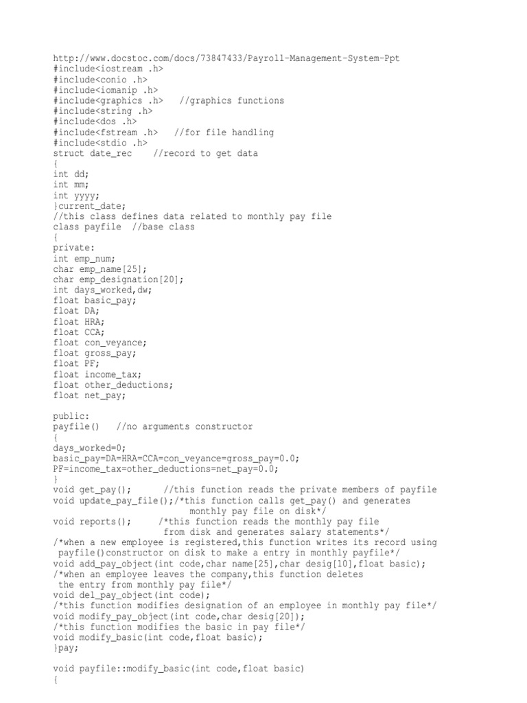 Payroll Project In C Pdf Software Development Computer Programming