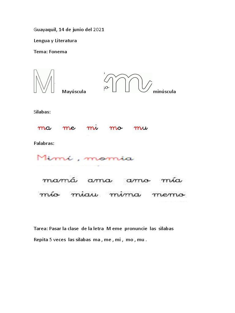 Lenguaje - Fonema M | PDF