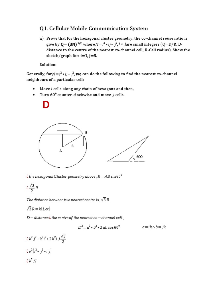 Q1. Cellular Mobile Communication System: N I Ij+ J | PDF | Signal To ...