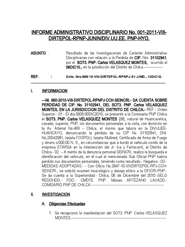 I A D Perc - Cip. Sot3. Pnp. Velasquez | PDF | Gobierno | Policía