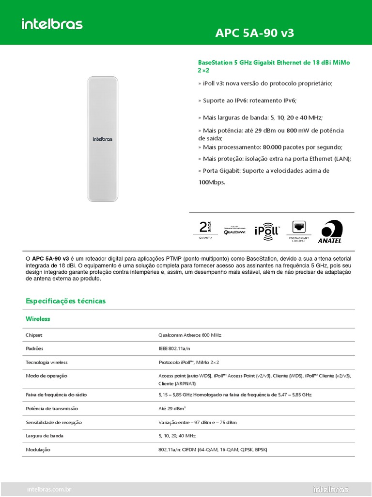 Datasheet APC 5A-90 v3 | PDF | Ieee 802.11 | Sem fio