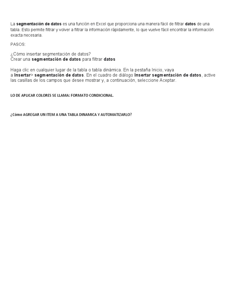 Segmentacion de Datos Excel | PDF