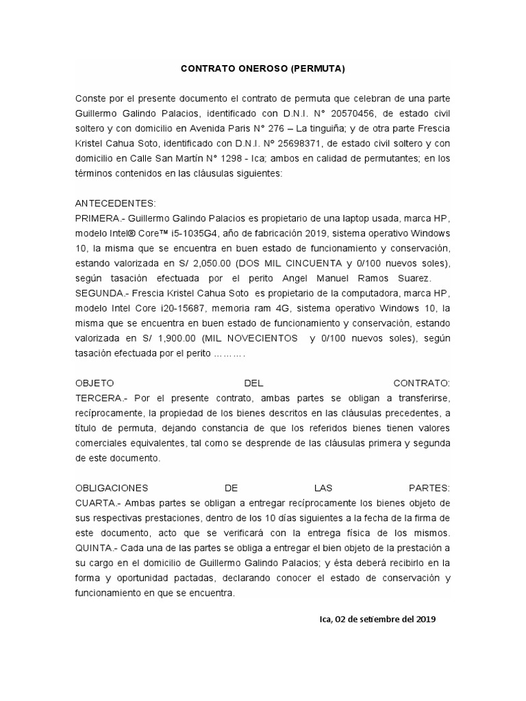 Contrato Oneroso | PDF